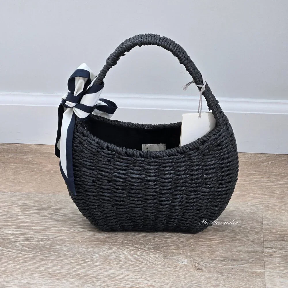 a new day | Bags | A New Day Black Woven Straw Mini Bag With Bow New ...